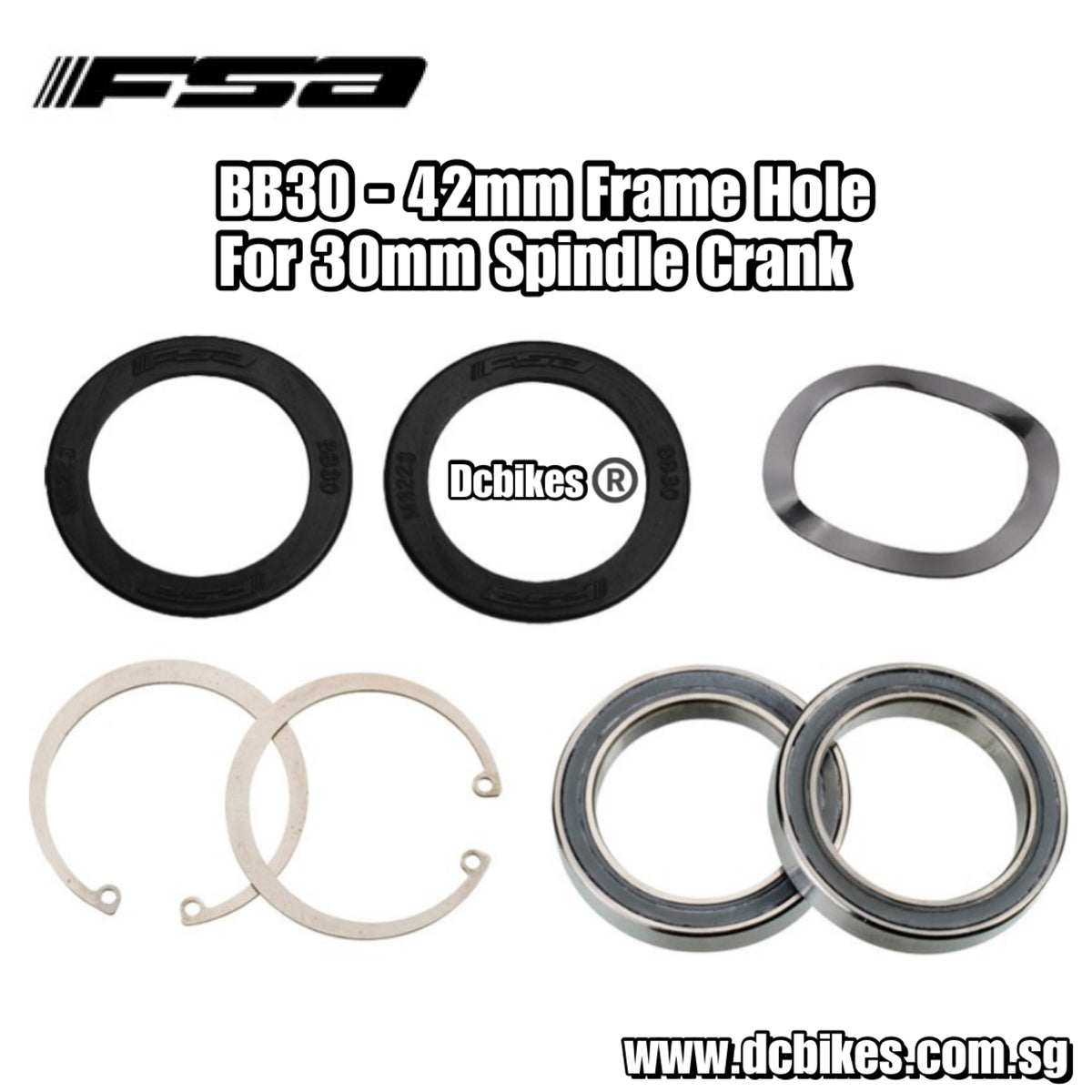 Full Speed Ahead BB30 Road 42mm FSA Bottom Bracket BB Bearings For 30m ...