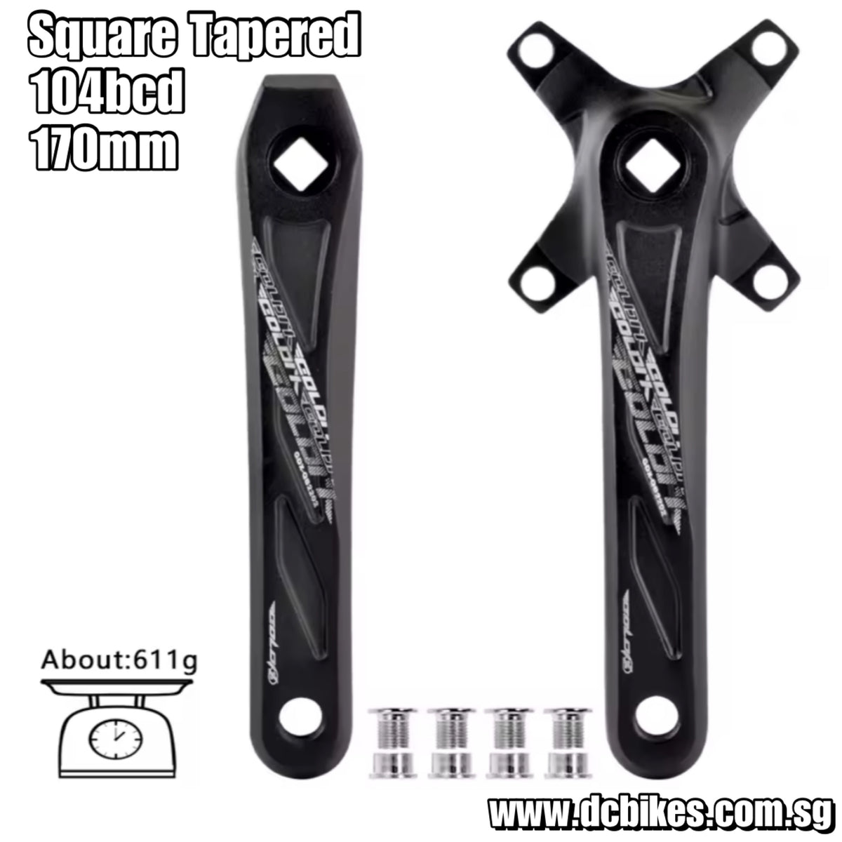104bcd Square Tapered 4 Holes MTB Bicycle Single Speed Black Crank Arm ...