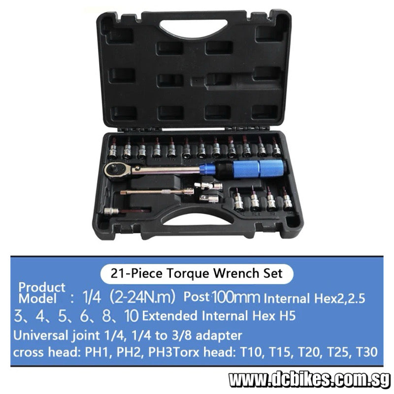 21 in 1 Professional 2nm-24nm Torque Wrench + Allen | Star Key Hex Too ...