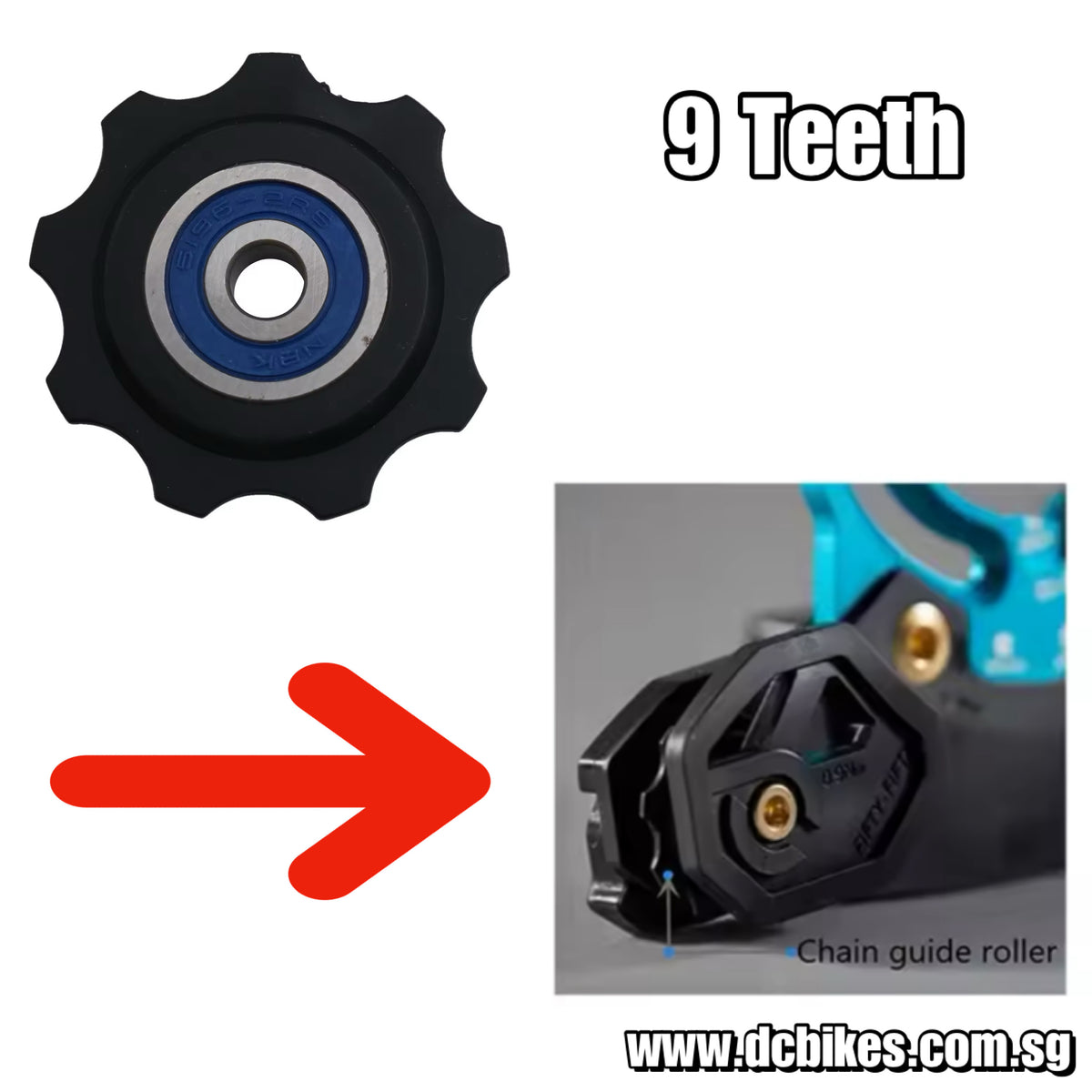 9T Jockey Wheel Roller Chain Guide Drivetrain Spare Parts For MRP & Fi ...