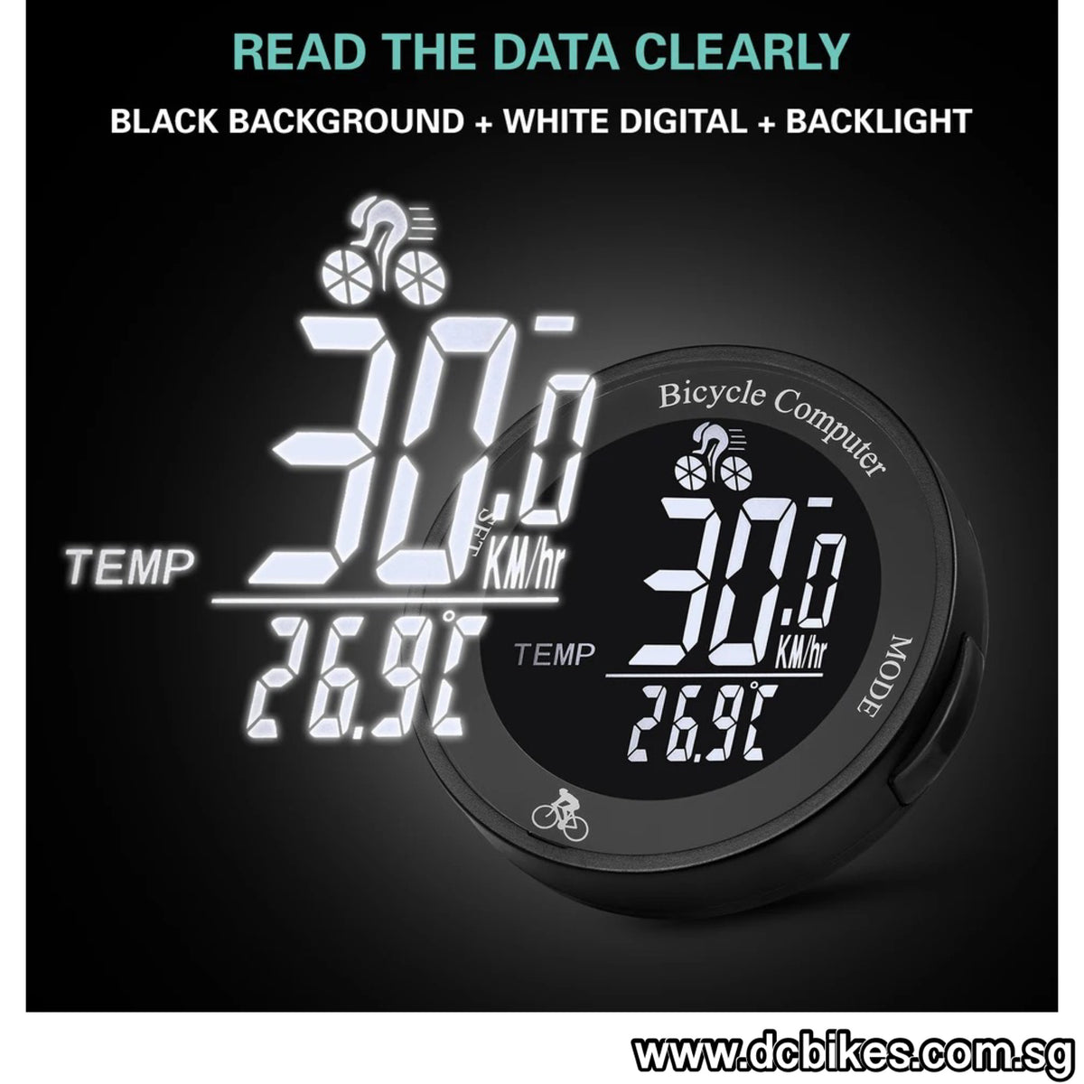 Wireless Stealth Black Digital LCD Screen Bicycle Odometer Computer Sp ...