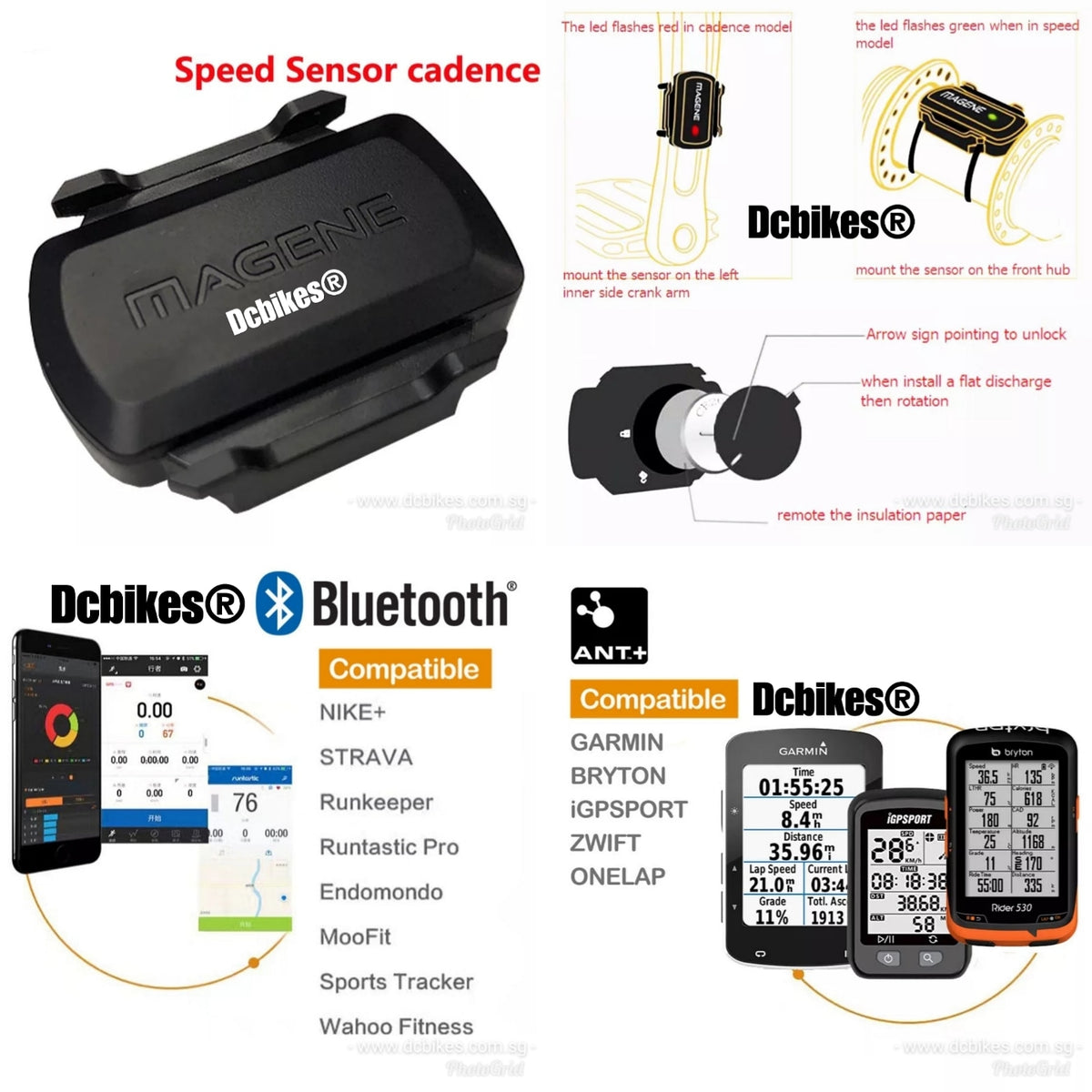 Speedometer Bluetooth 4.0 ANT+ Speed And Cadence Ip66 Dual Speed Senso ...