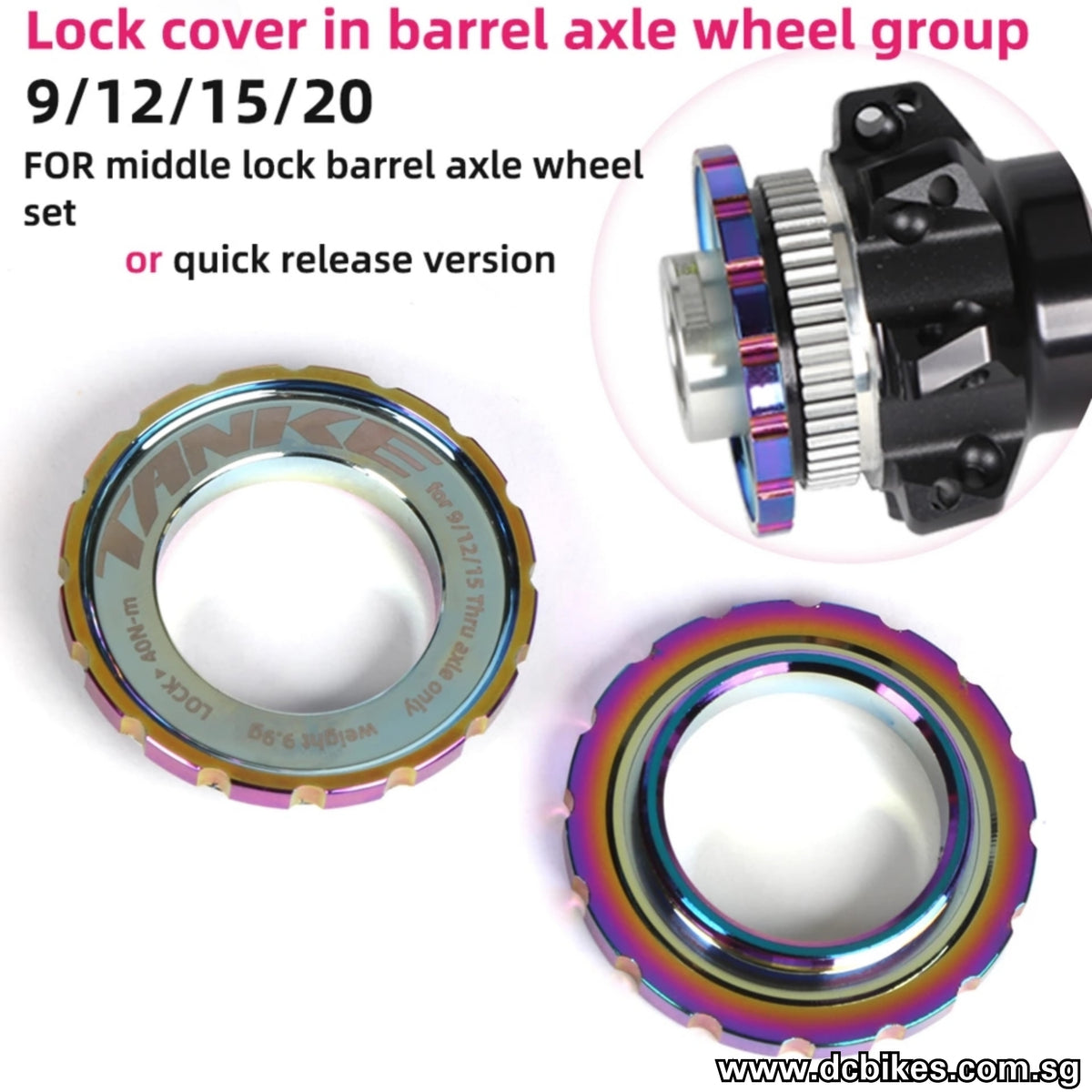 Black | Oil Slick Centerlock 9mm | 12mm | 15mm Front Lock Ring + Washe ...