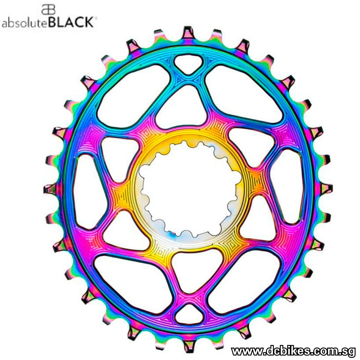 AbsoluteBLACK 32T/34T Oval Oil Slick Boost + 148 Chain Ring For SRAM D ...
