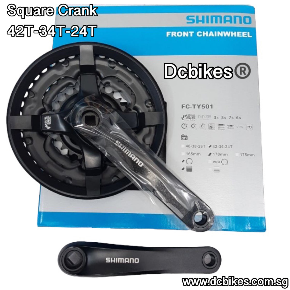 Shimano Tourney 48T-38T-28T TY501 3 Speed Triple Square Tapered Crank ...
