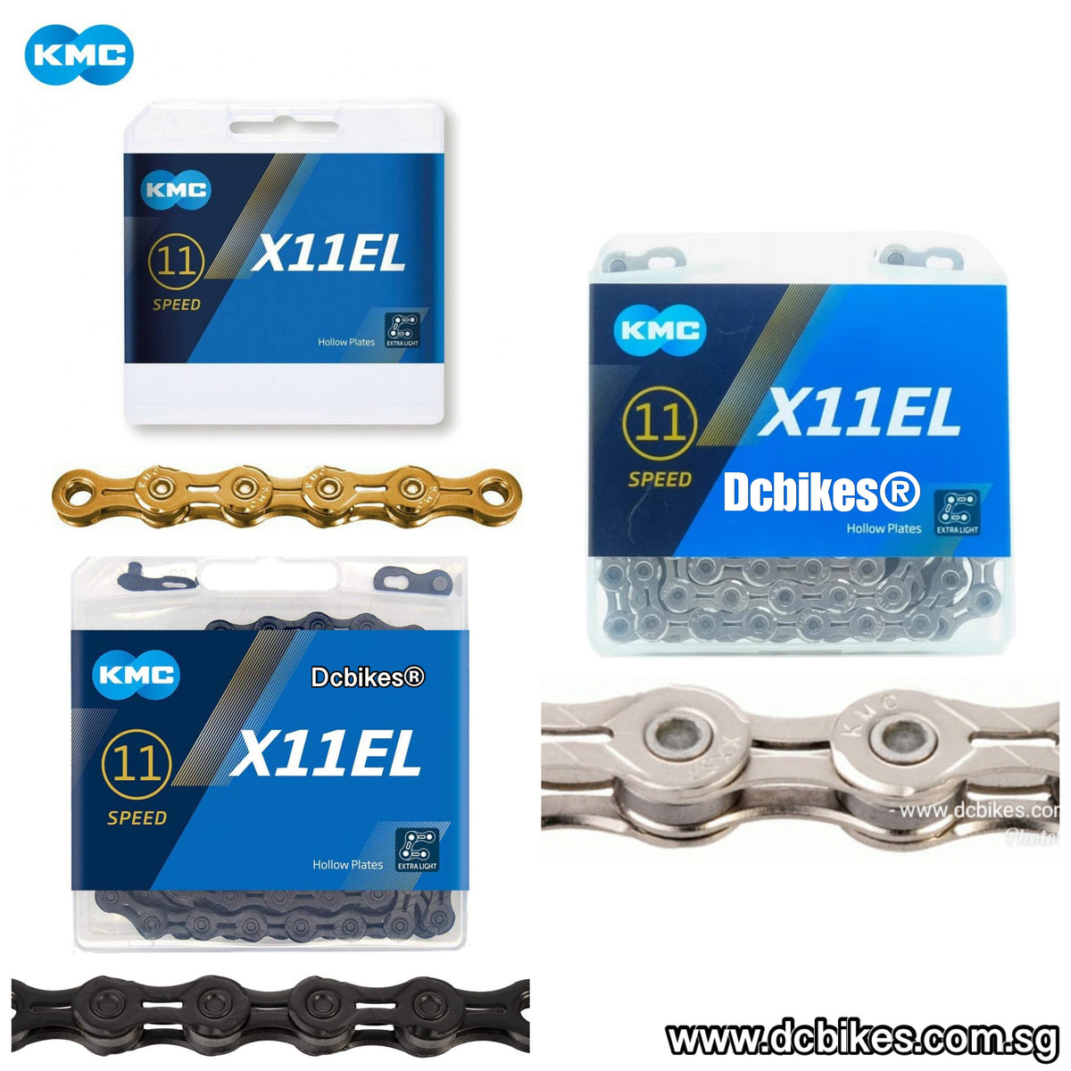 KMC X11 EL Silver | Gold | Black 11 Speed Chain 118 Link + Master Link ...